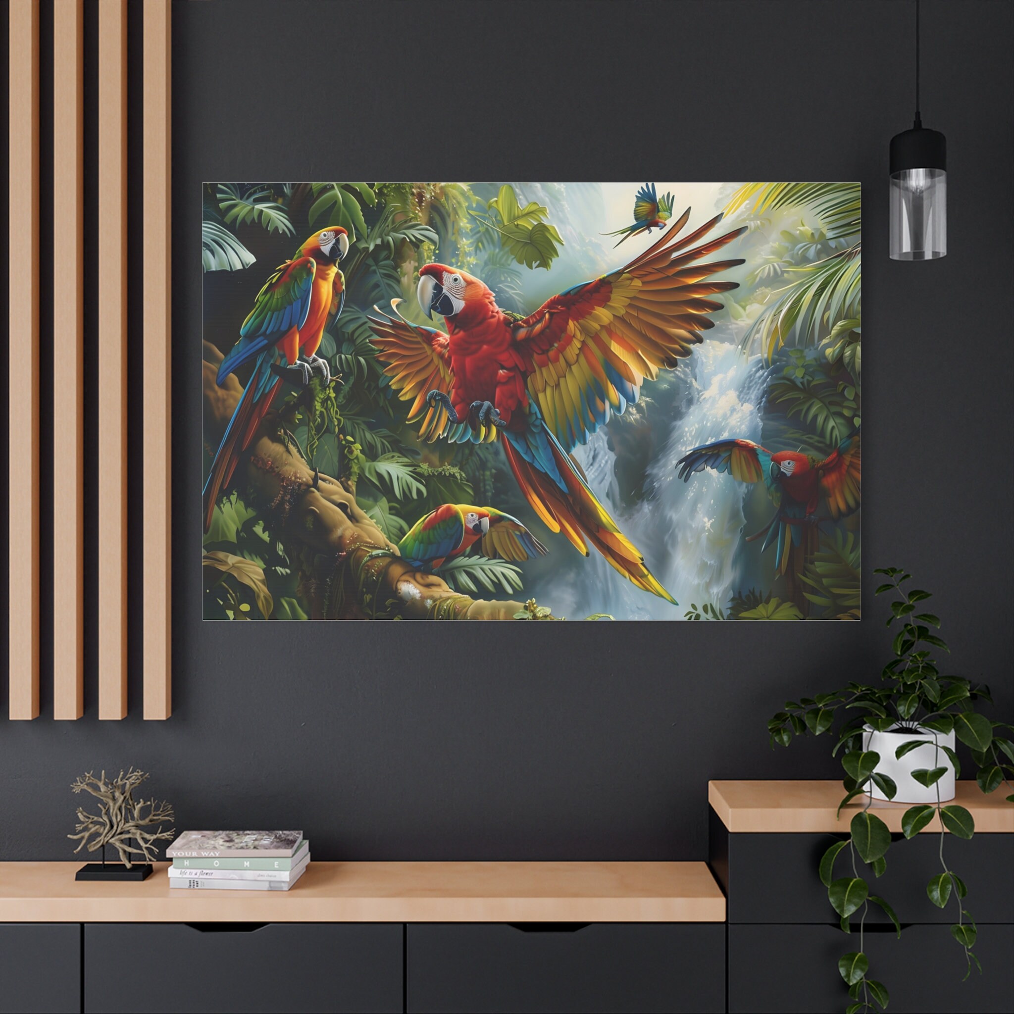 A Parrot Flaps Its Wings to Land on a Branch in Tropical Forest of Oil ...
