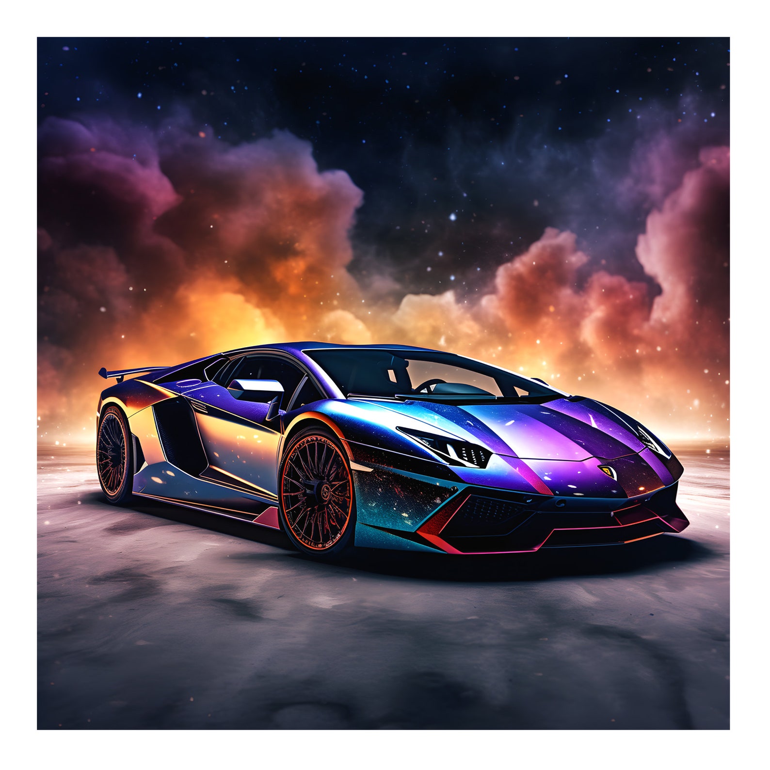 Lamborghini Aventador Supercar in Galaxy Space on Canvas Wall Art Print ...