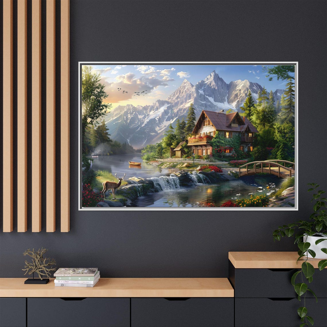 High Qualiy Small River Landscape Oil Painting on Canvas Wall Art Print ...