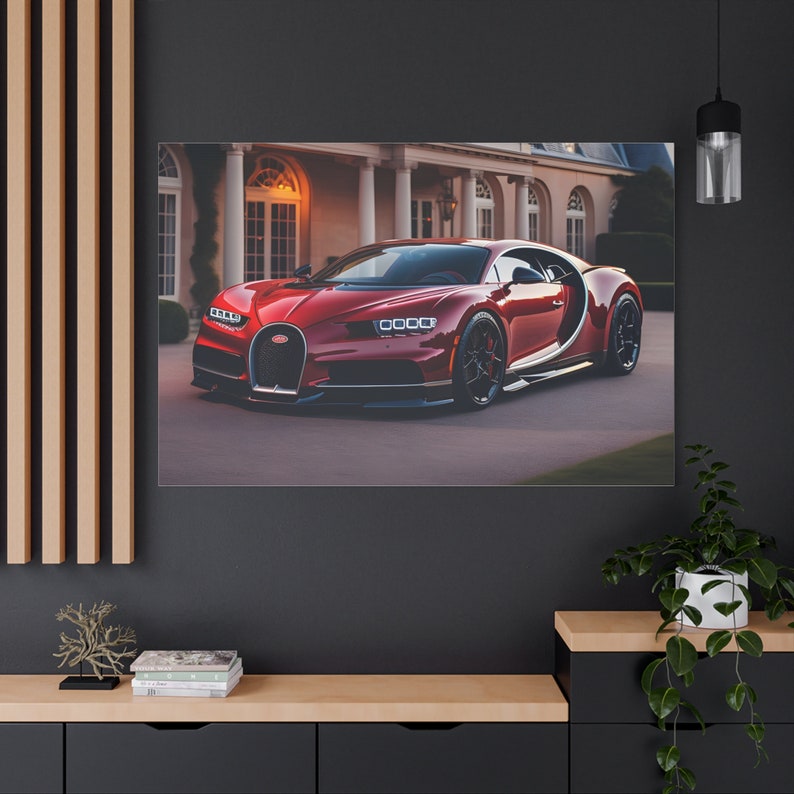 Red Bugatti Chiron Parked on Luxury Hotel at Afternoon on Canvas Print ...