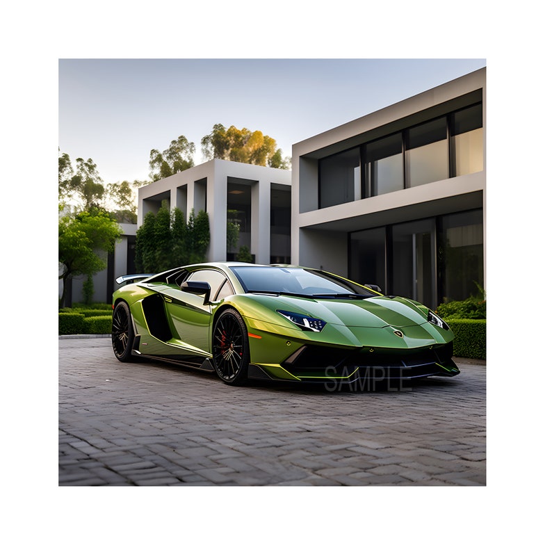 Lamborghini Aventador Parked on Modern House on Digital Dowloaf Wall ...