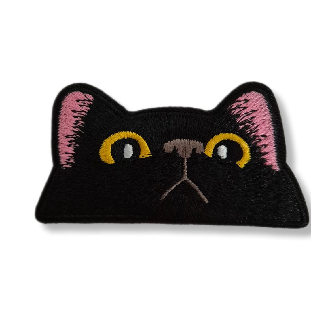 Black Cat Patch, Black Cat Badge, Embroidery, Sewing, Iron-on Black Cat ...