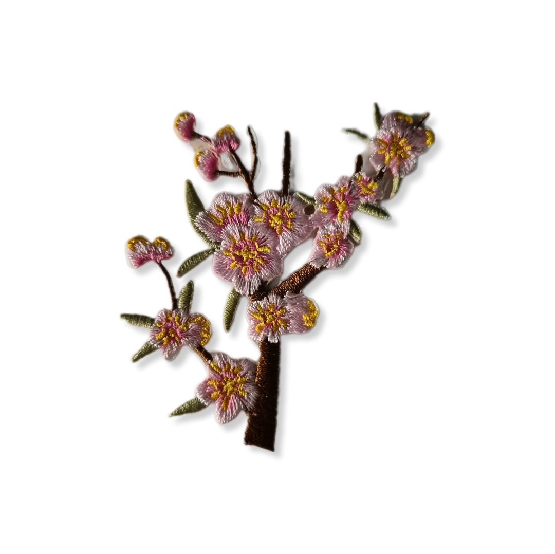 Cherry Blossom, Patch, Badge, Iron-on, Embroidered, Cherry Blossom Iron ...