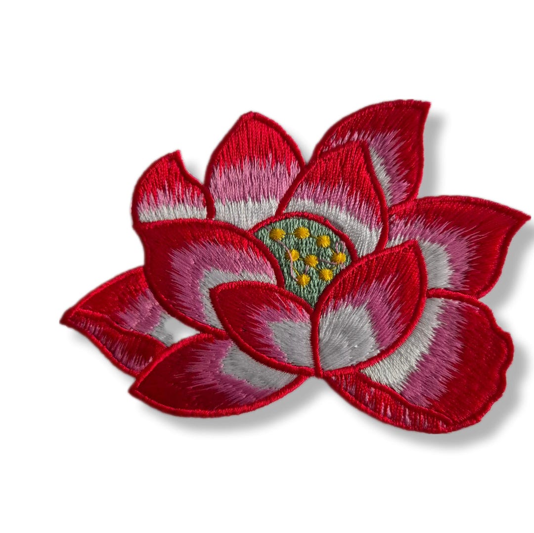 Lotus Flower, Patch, Badge, Embroidery, Sewing, Lotus Flower Iron-on ...