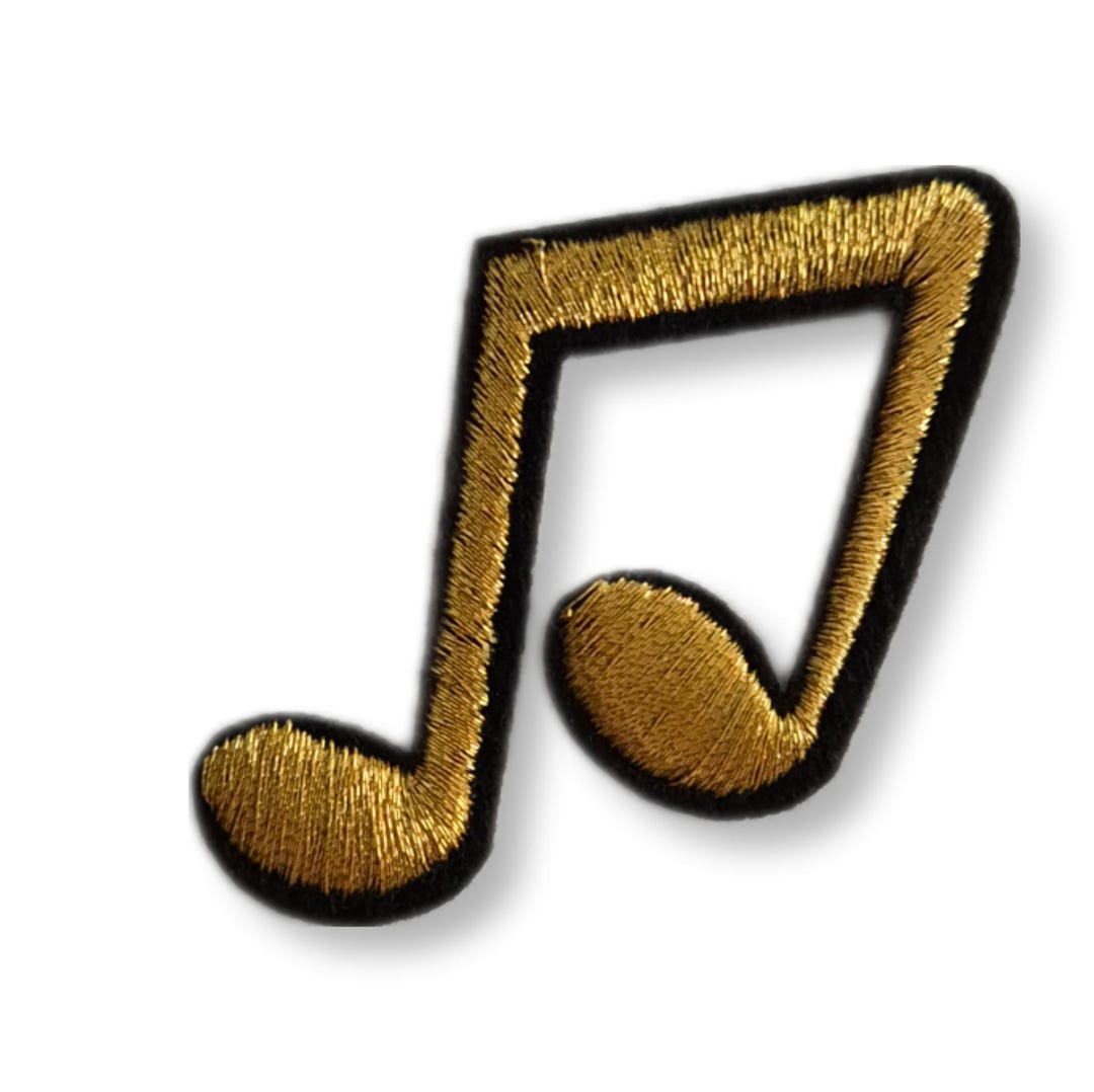 Music Note Patch, Music Note Badge, Gold, Embroidery, Music Iron-on ...