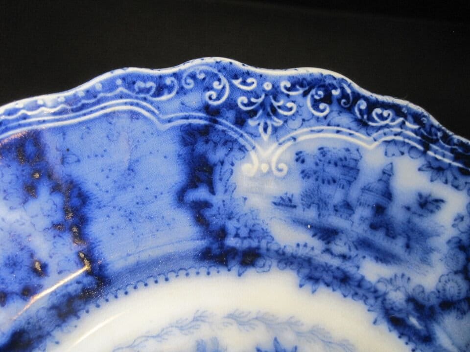 Antique Flow Blue New Wharf Pottery Oriental Pattern 9 Plate Vintage - Etsy