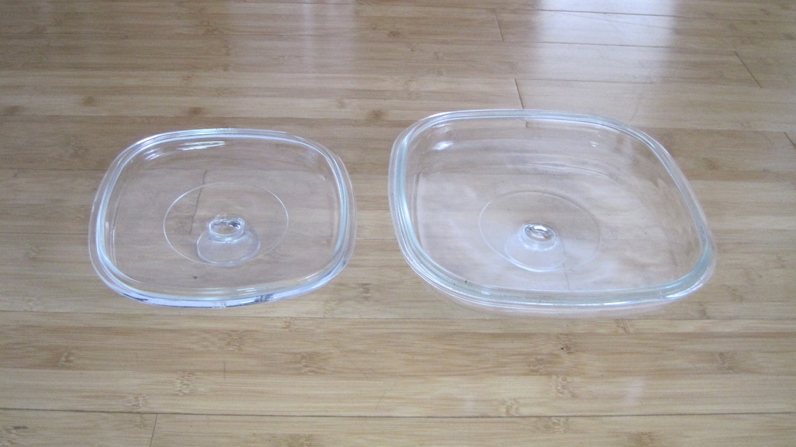 2 Pyrex Lids A-9-C and P-12-C Lids for Corning Ware Casseroles 8" X 8 ...
