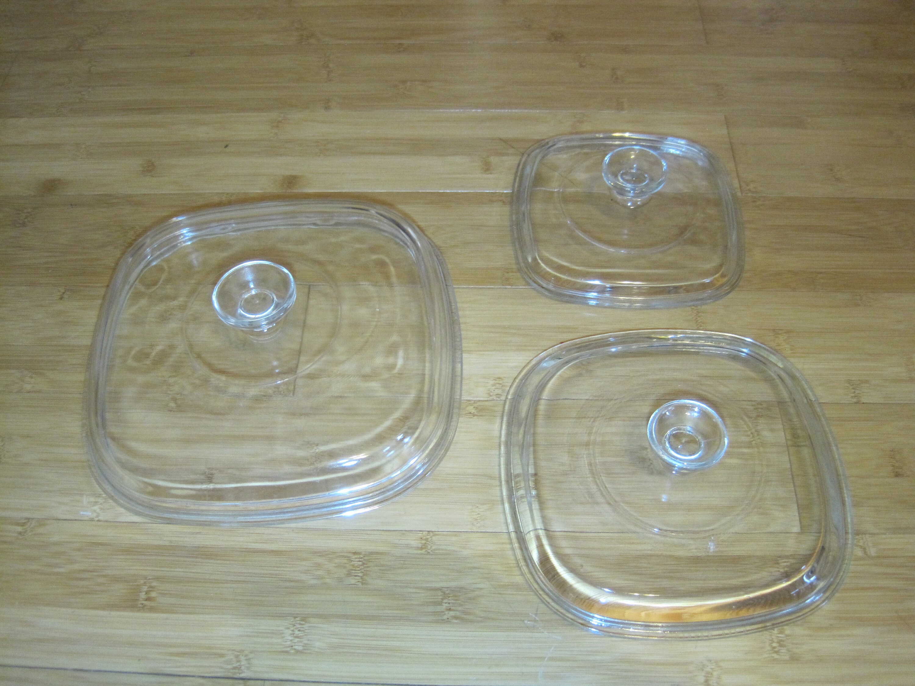 2 Pyrex Glass LIDS : A-12-C, A-9-C Lid for Corning Ware Square ...
