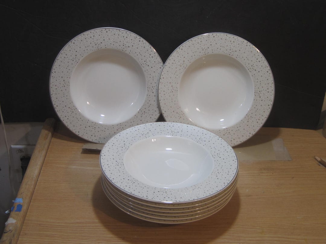 8 Vintage Soup Plates APULUM Fine China Porcelain Romania 9". - Etsy