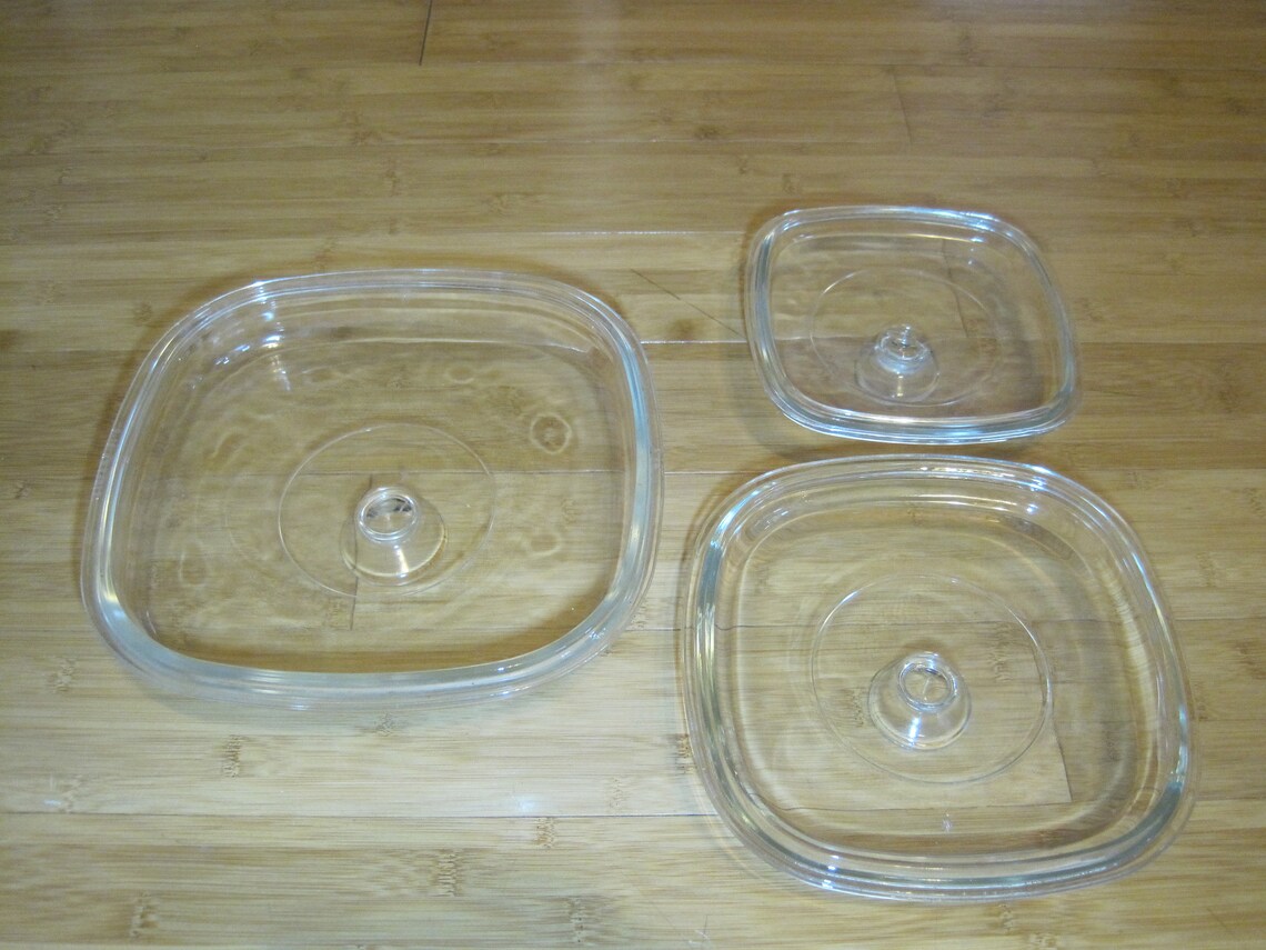2 Pyrex Glass LIDS : A-12-C, A-9-C Lid for Corning Ware Square ...