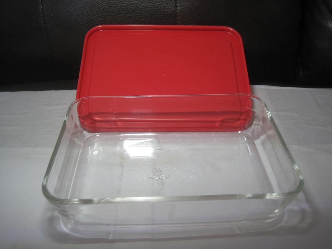 Pyrex 3-cup Rectangular Storage Bowl Clear With Red Lid Pre-owned - Etsy