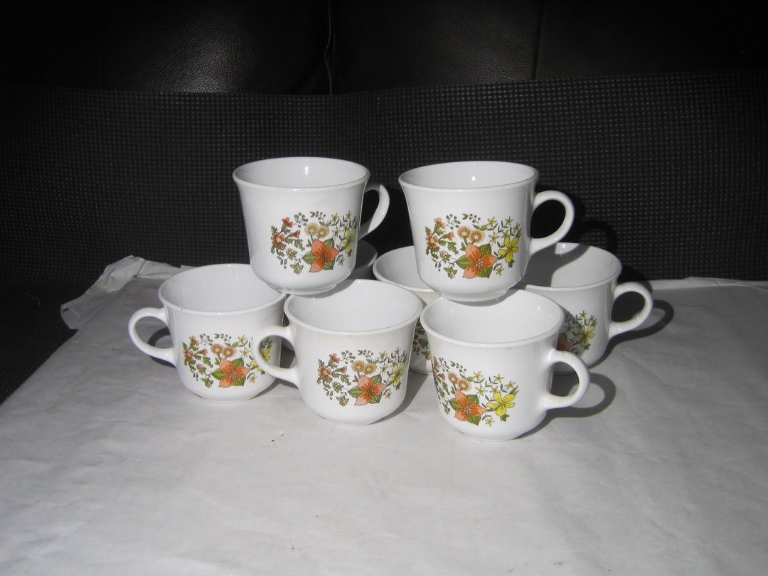 8 Corning Ware Cups "wildflower Pattern" Microwavable Use Made in USA ...