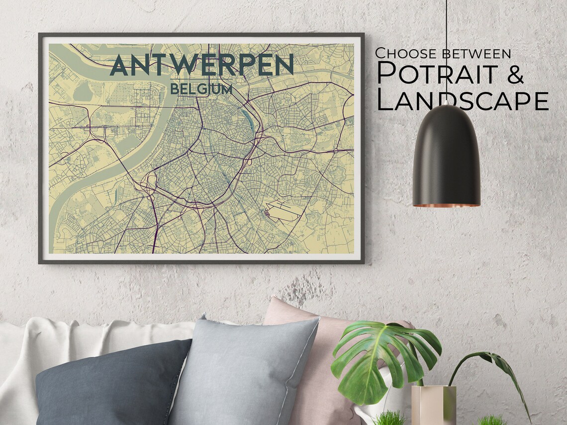 Antwerpen City Map Digital Download Map Map of Antwerpen | Etsy
