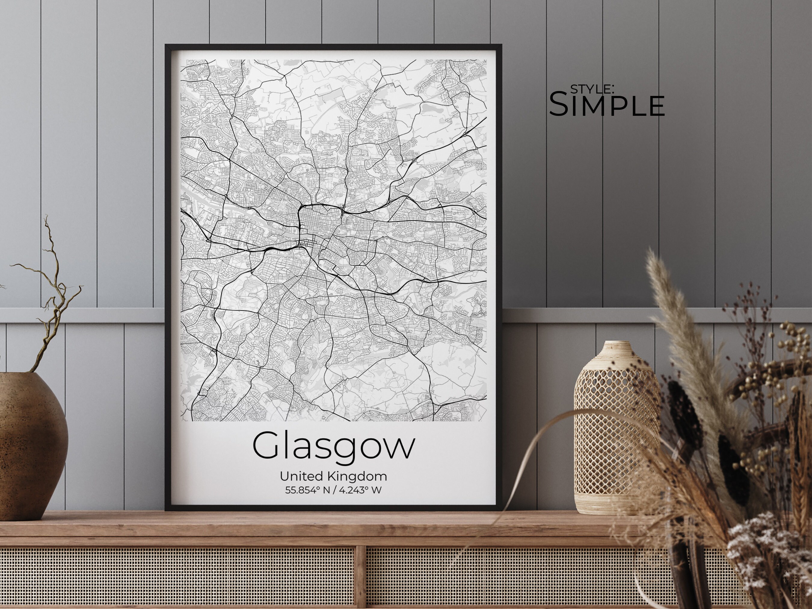 Glasgow City Map Digital Download Map Map of Glasgow - Etsy