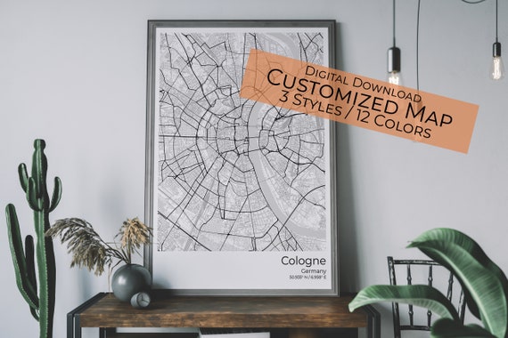 Custom City Map Digital Print Personalized Map Custom Map | Etsy