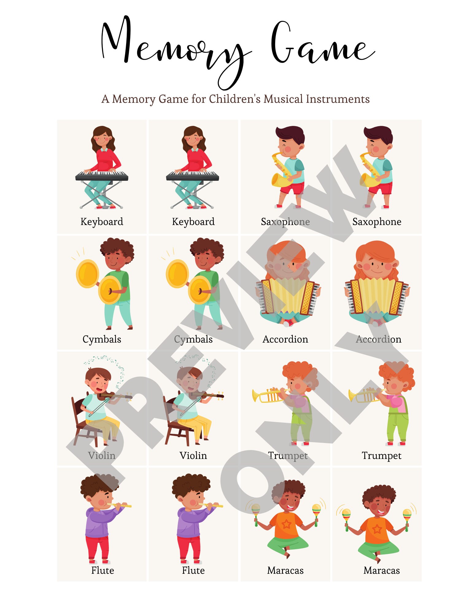 Music Memory Game, Printable Music Matching Game, Digital Download - Etsy