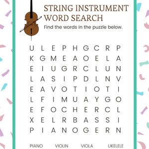 Printable Music Word Search, Instant Download Pdfs, Word Search Puzzles ...