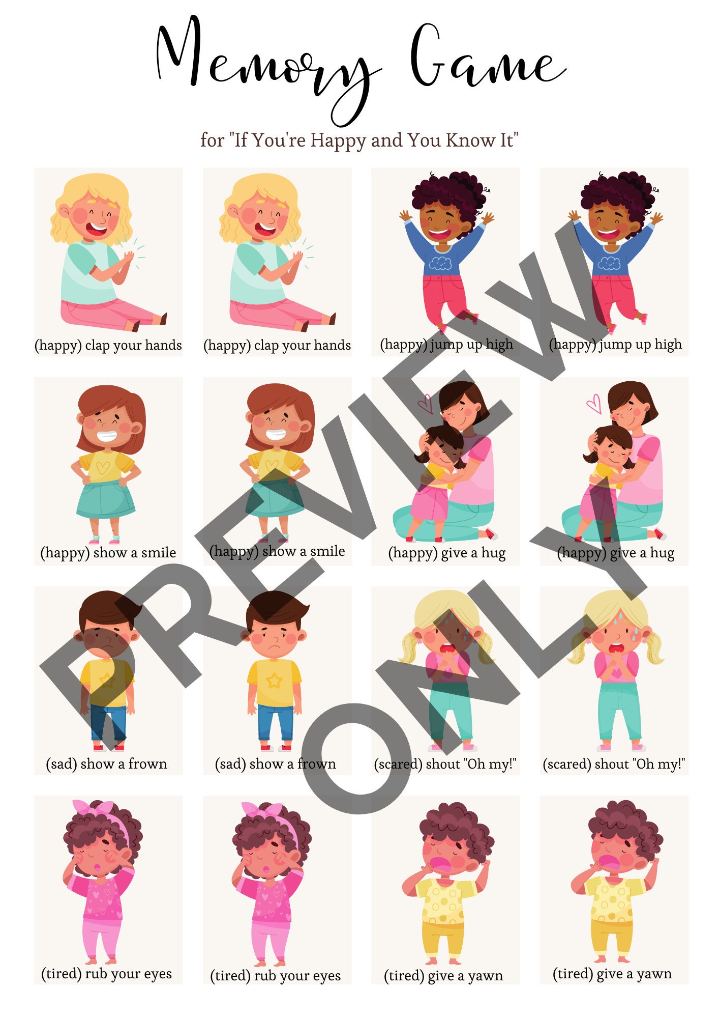 Children's Songs Music Memory Game, Printable Music Matching Memory ...