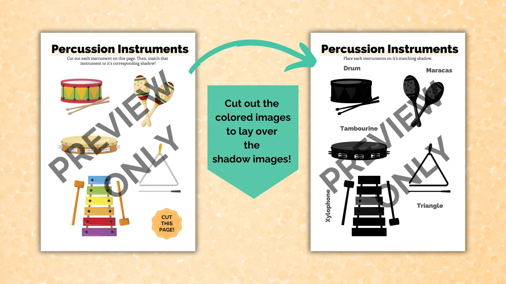 Musical Instrument Sorting and Matching Game; Printable Music ...