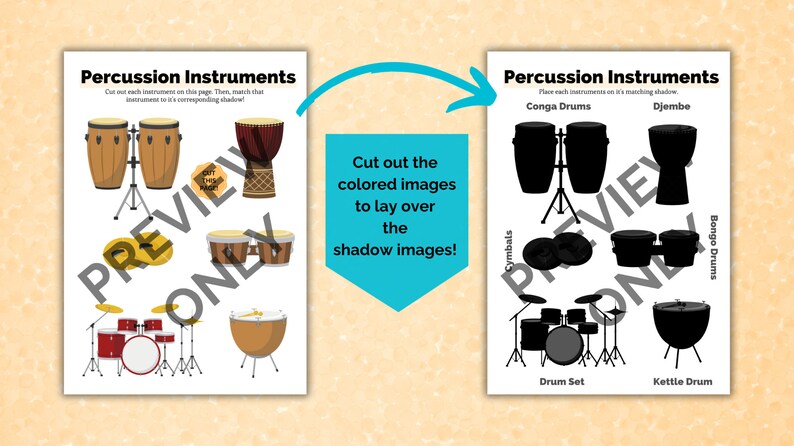 Musical Instrument Sorting and Matching Game; Printable Music ...