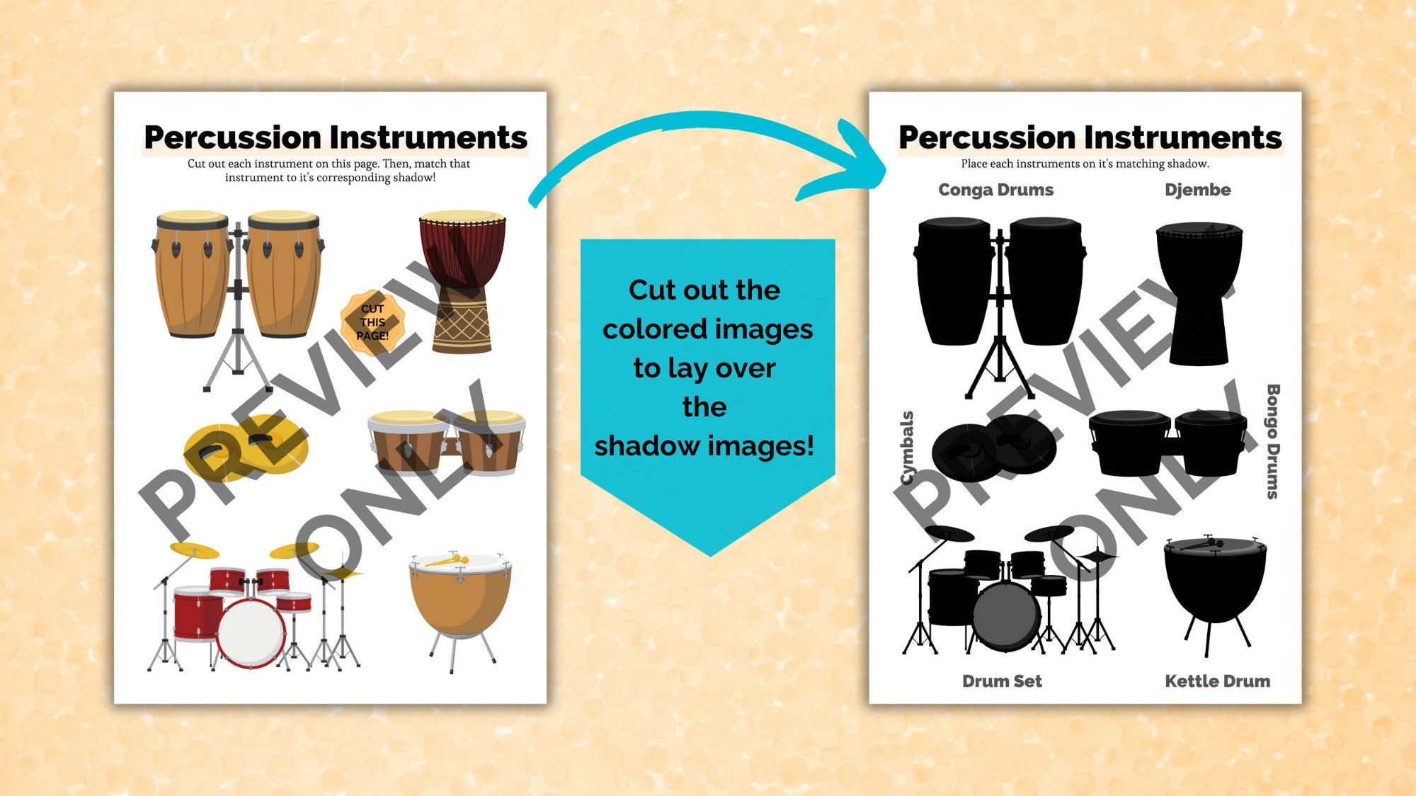 Musical Instrument Sorting and Matching Game; Printable Music ...