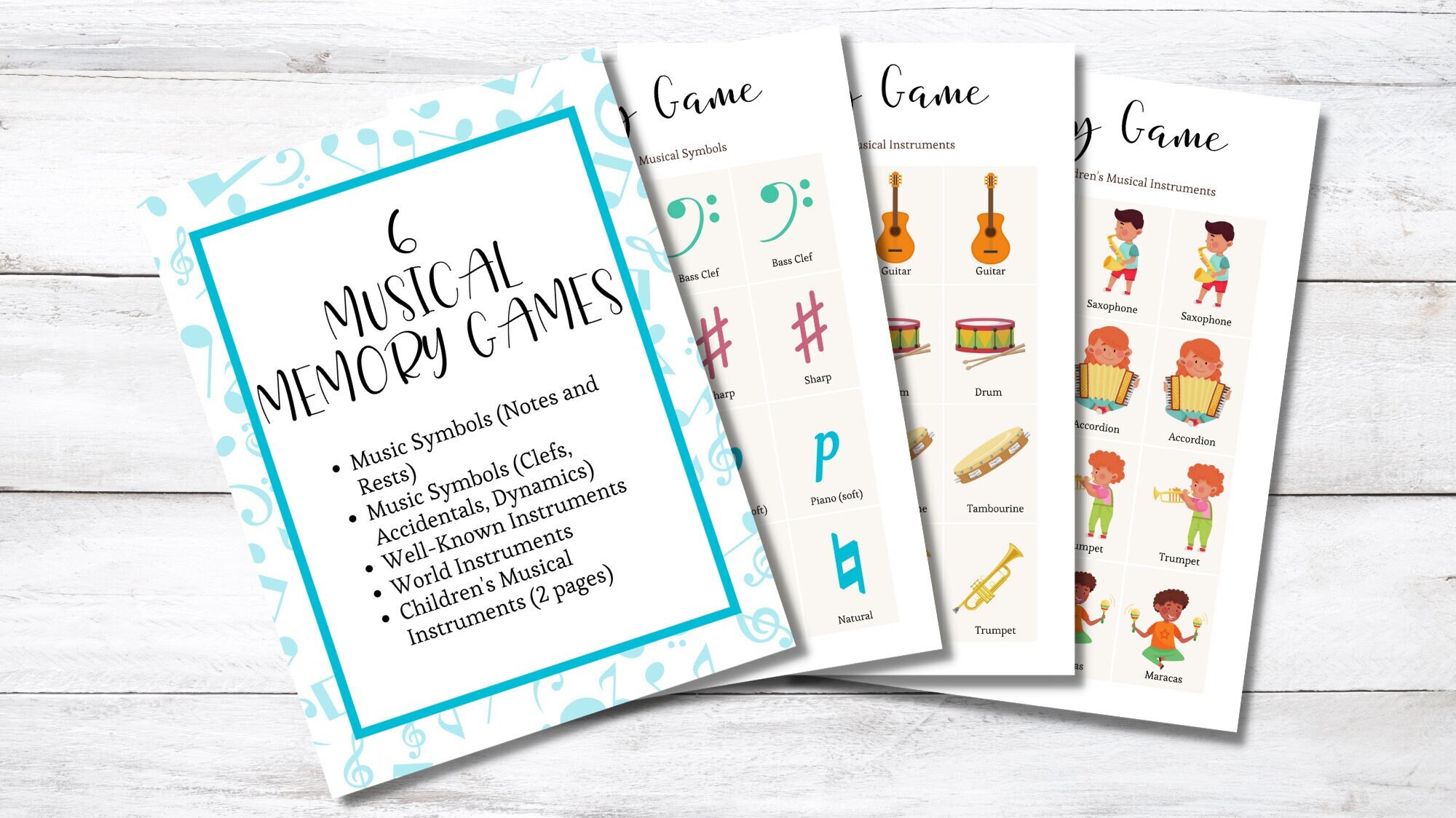 Music Memory Game, Printable Music Matching Game, Digital Download ...