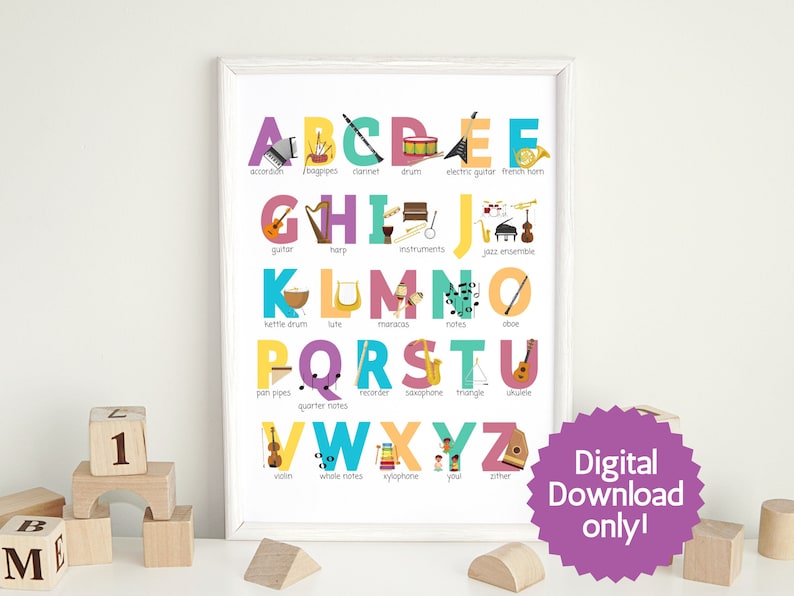 Musical Alphabet Poster - Digital Download; Alphabet Print; Educational ...