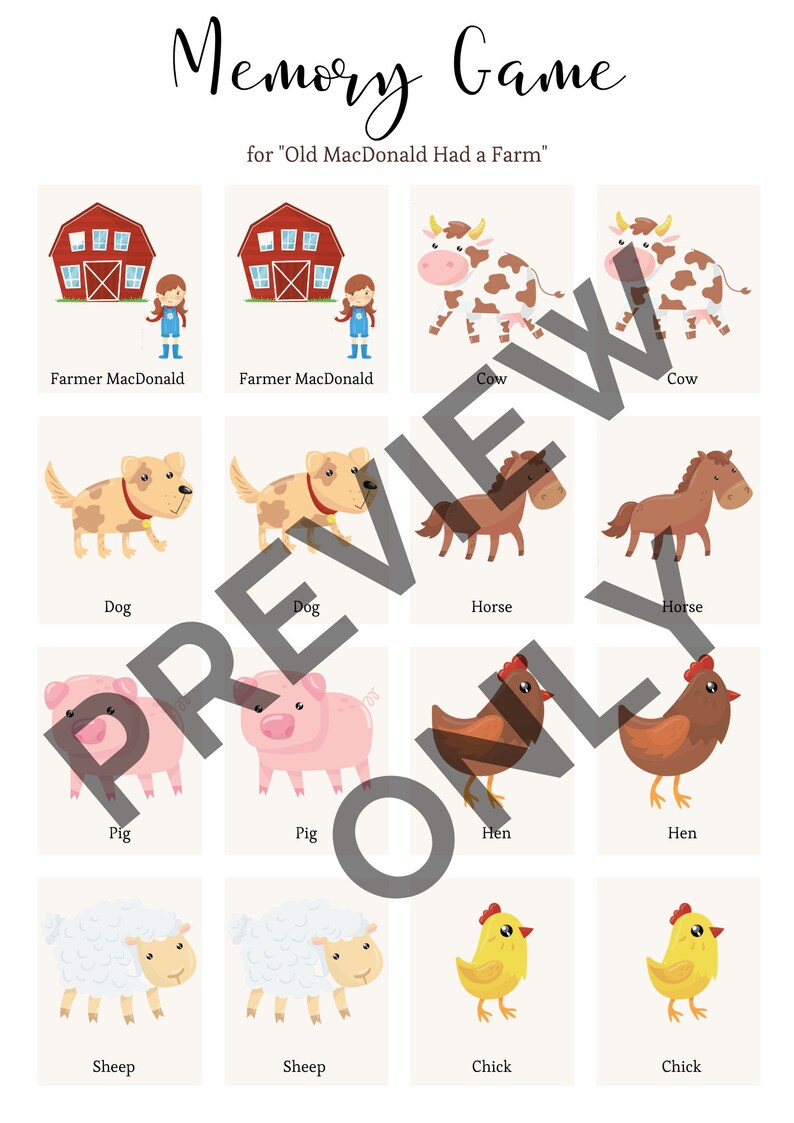 Children's Songs Music Memory Game, Printable Music Matching Memory ...