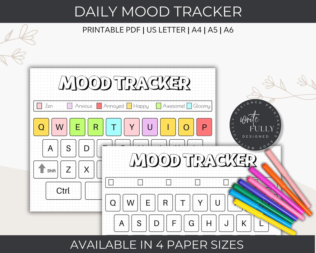 Qwerty Keyboard Mood Tracker: Printable PDF Journal - Etsy Australia