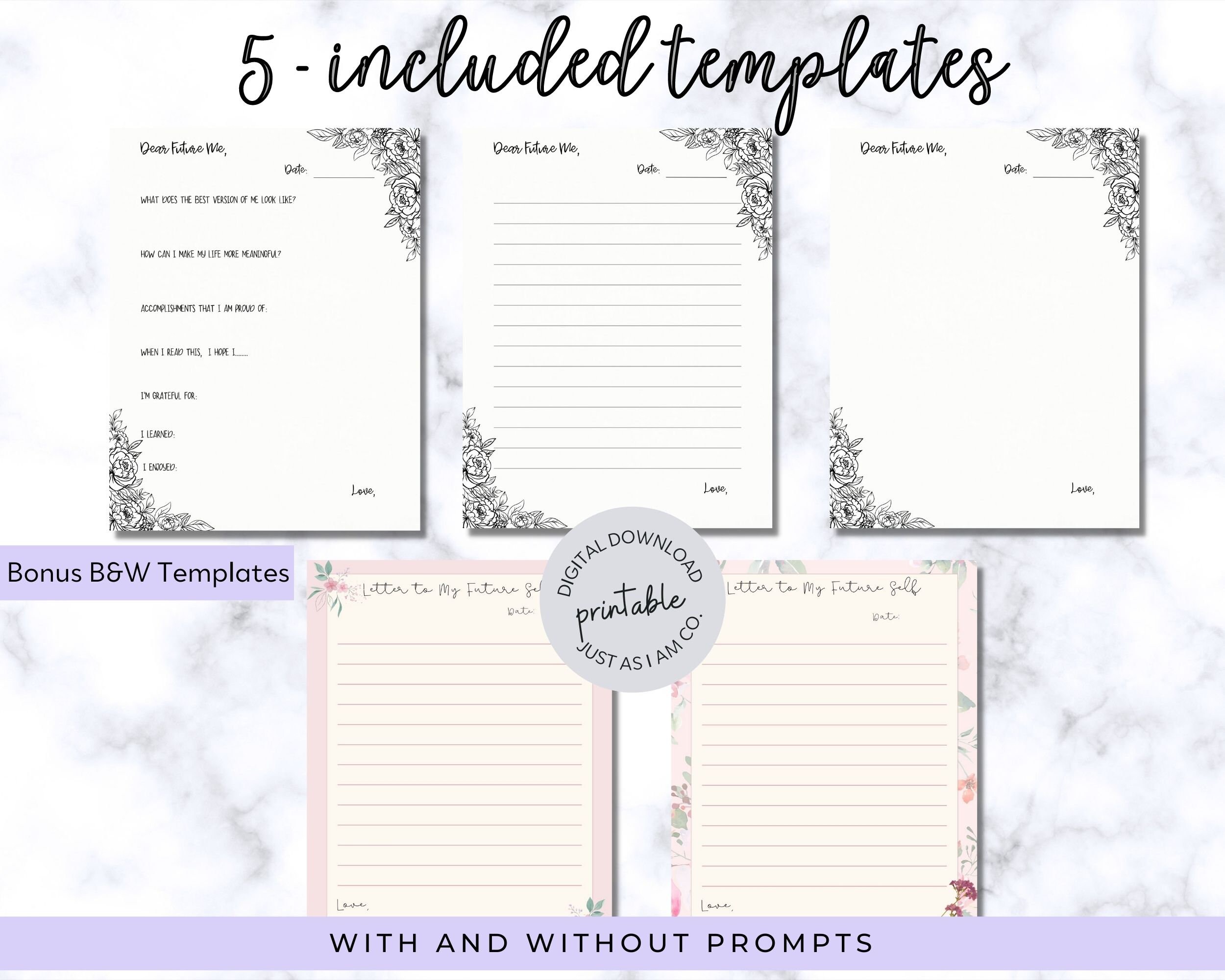 Letter to My Future Self, Dear Future Me, Goal Setting Letter Templates ...