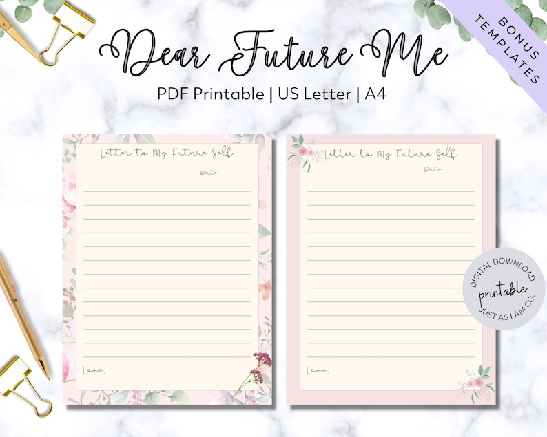 Letter to My Future Self, Dear Future Me, Goal Setting Letter Templates ...