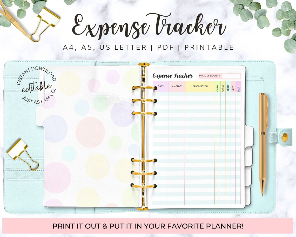 Expenses Tracker Printable , Spending Tracker, Expense Log, Planner ...