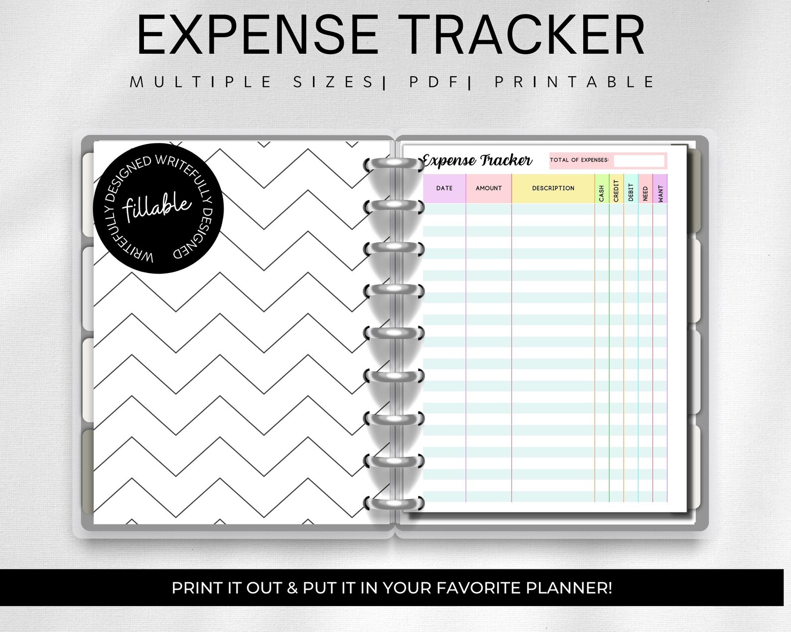 Expenses Tracker Printable , Spending Tracker, Expense Log, Planner ...