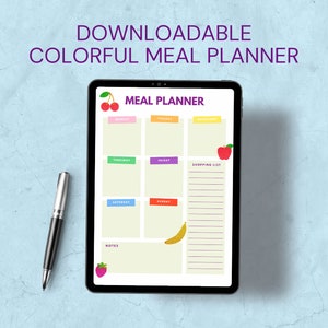 Weekly Meal Planner Printable Rainbow Shopping Grocery - Etsy