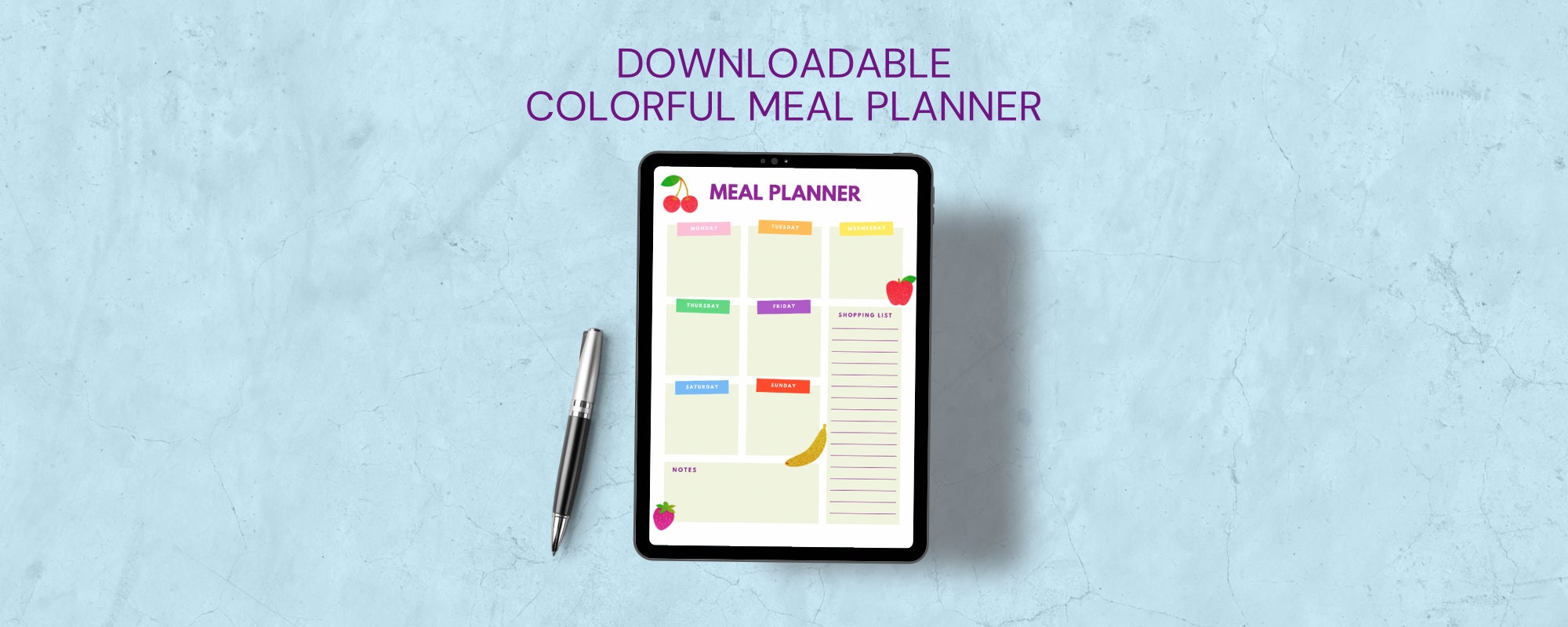 Weekly Meal Planner Printable Rainbow Shopping, Grocery, Food List ...