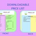 Colorful Price List | Digital Download Price List | Small Business ...