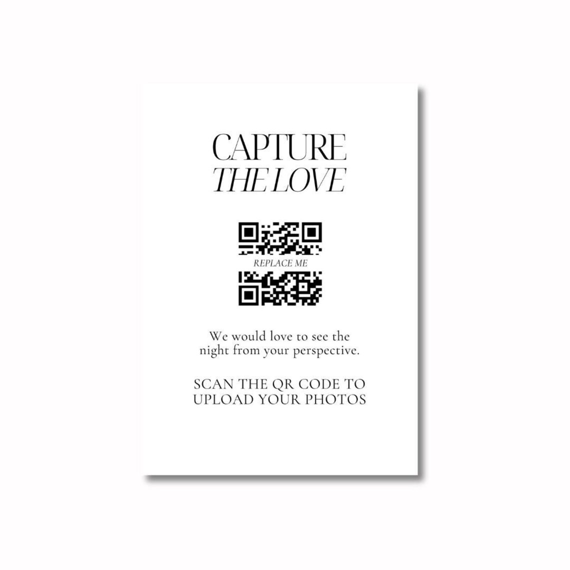 Editable QR Code Wedding Capture the Love Sign | 4 Sizes | Printable ...