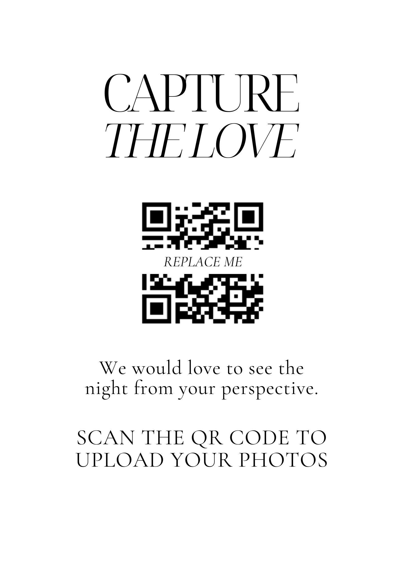 Editable QR Code Wedding Capture the Love Sign | 4 Sizes | Printable ...