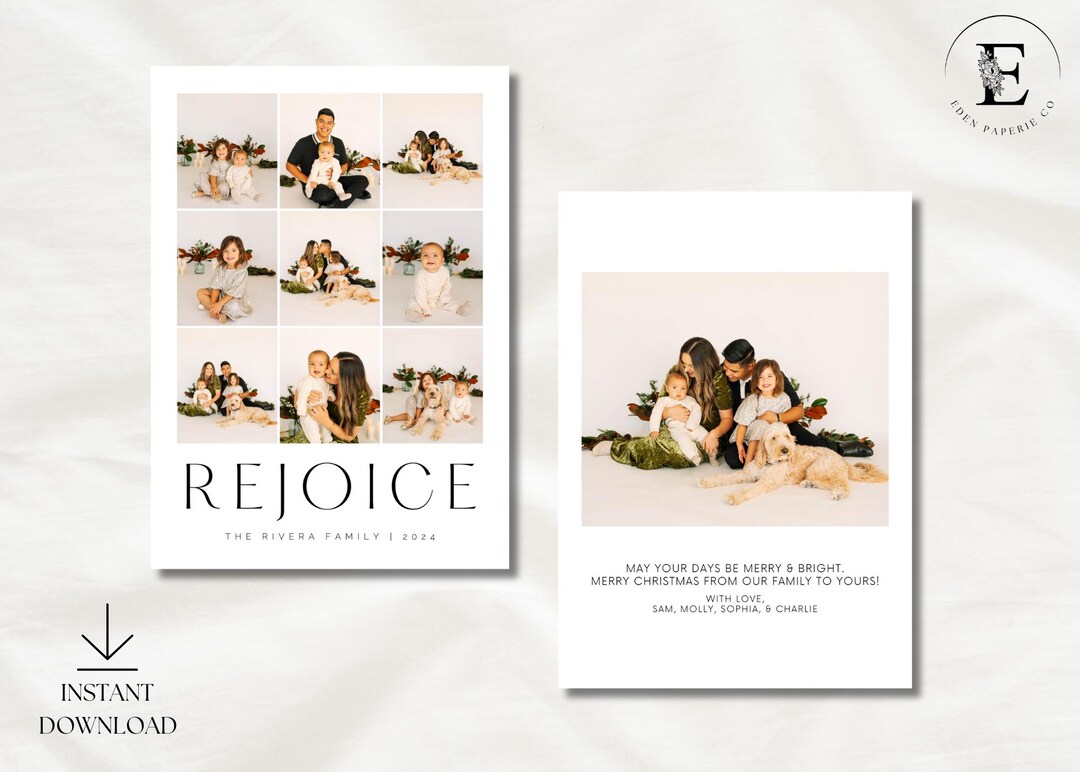Rejoice Christmas Card Template | Merry | Photo Card | Family Card ...
