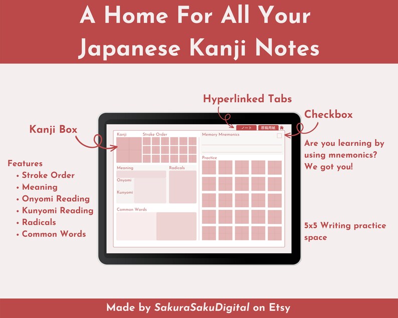 Japanese Kanji Self-study Journal | for Beginner-intermediate Learners ...