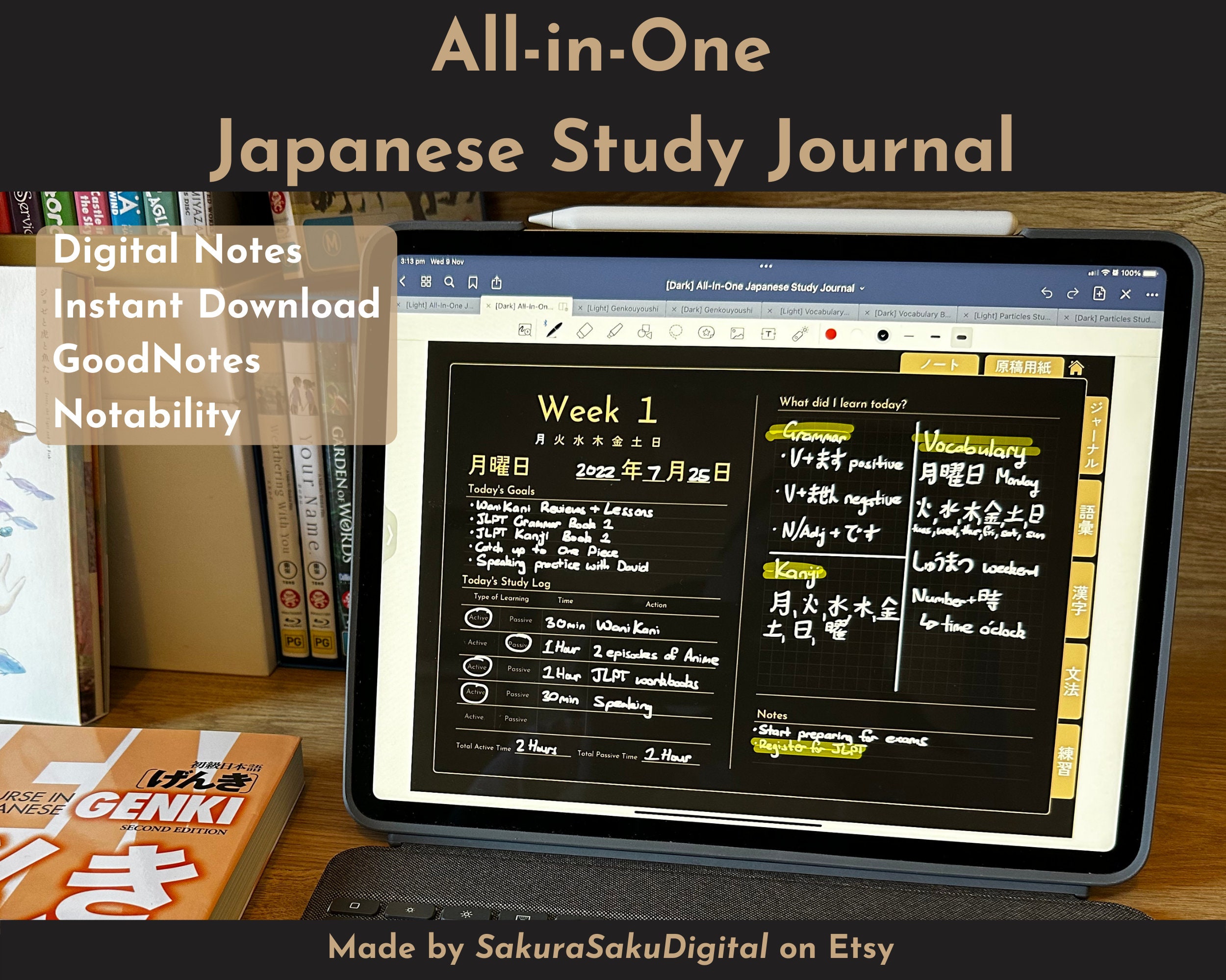 All-in-one Japanese Study Journal Digital Goodnotes & Notability Study ...