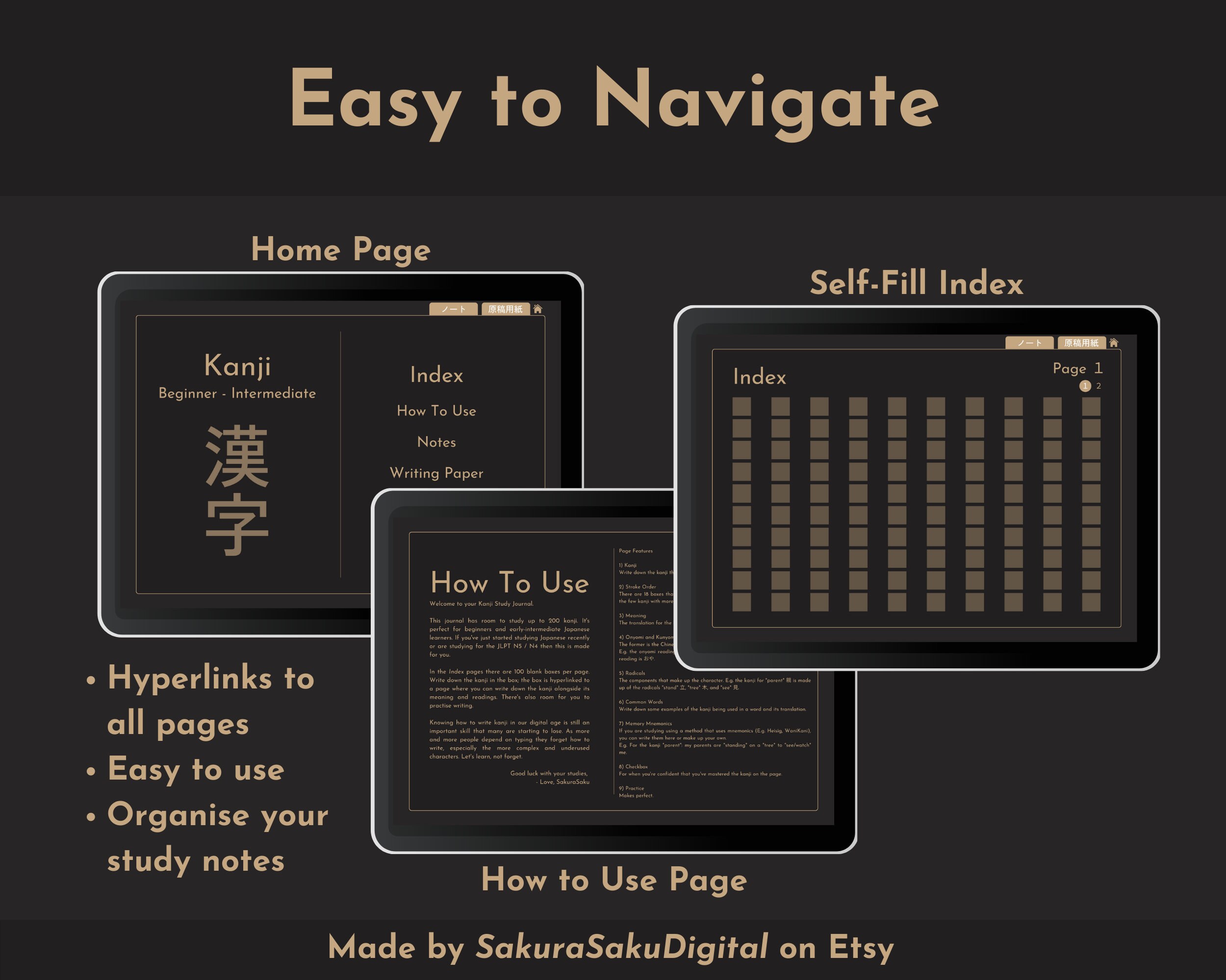 Japanese Kanji Self-study Journal | for Beginner-intermediate Learners ...