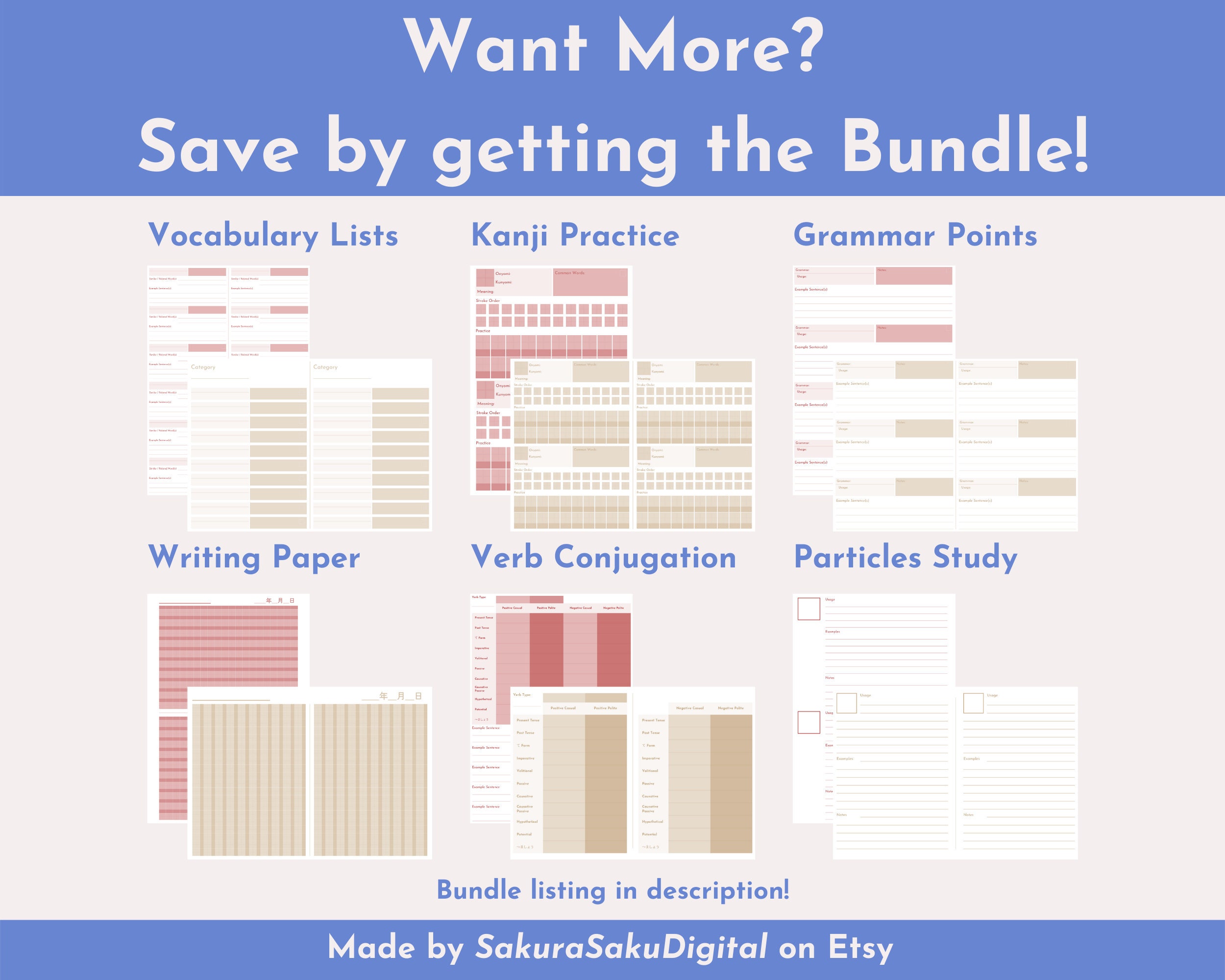 Printable Japanese Vocabulary Study Sheets | Print or Digital ...