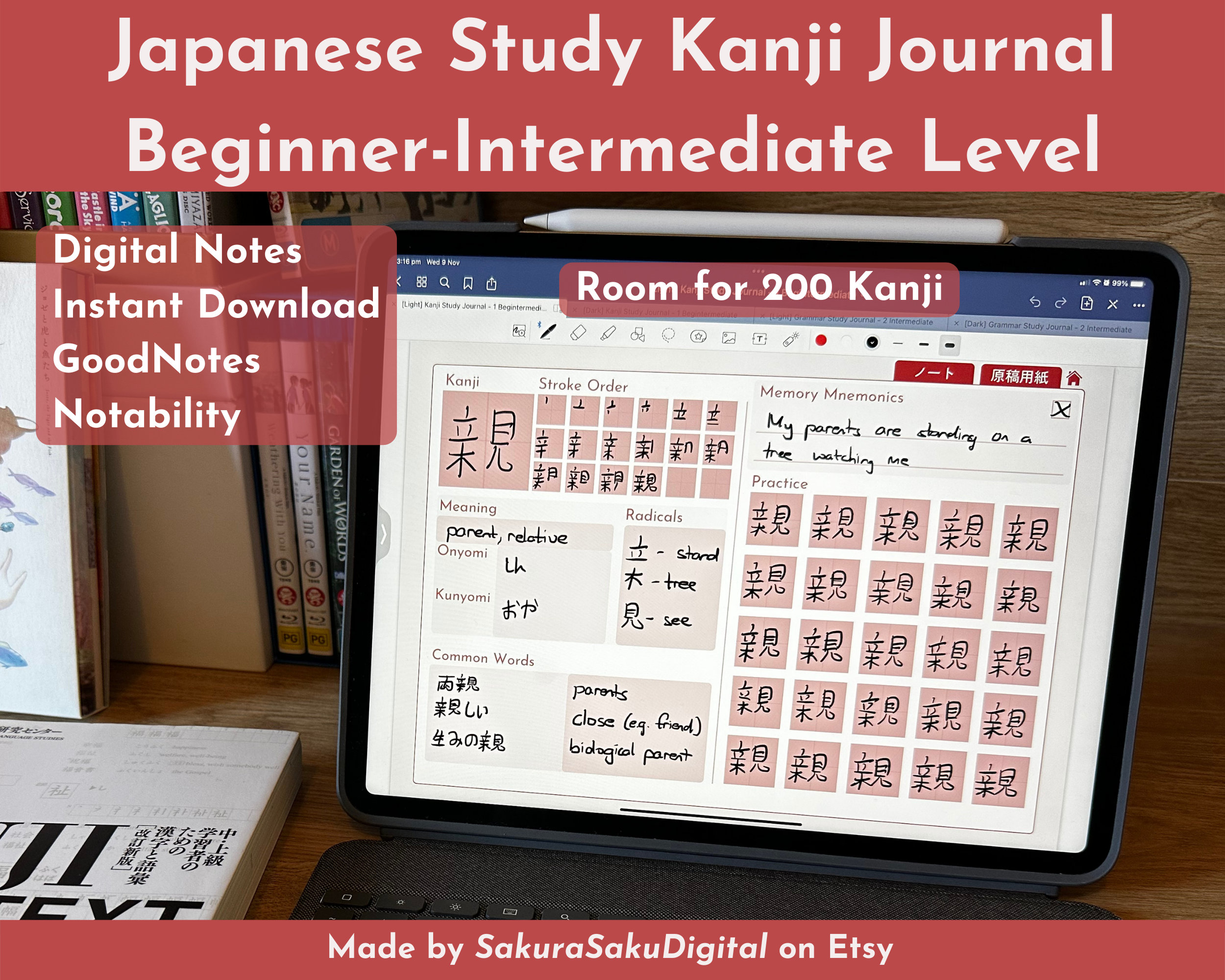 Japanese Kanji Self-study Journal | for Beginner-intermediate Learners ...