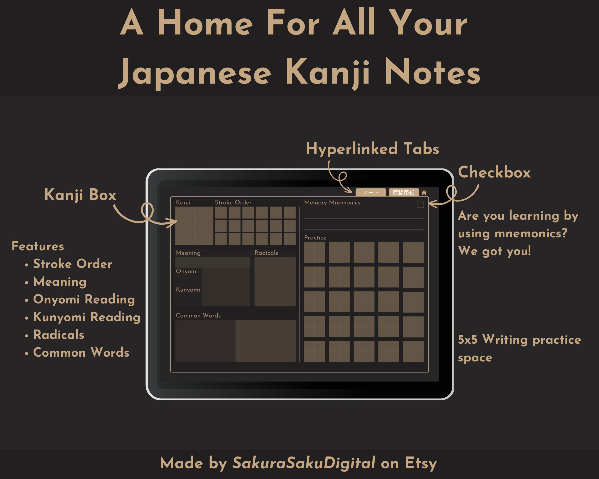 Japanese Kanji Self-study Journal | for Beginner-intermediate Learners ...