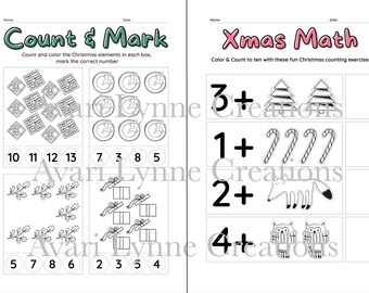 Christmas Color and Count Activity Pages - Etsy