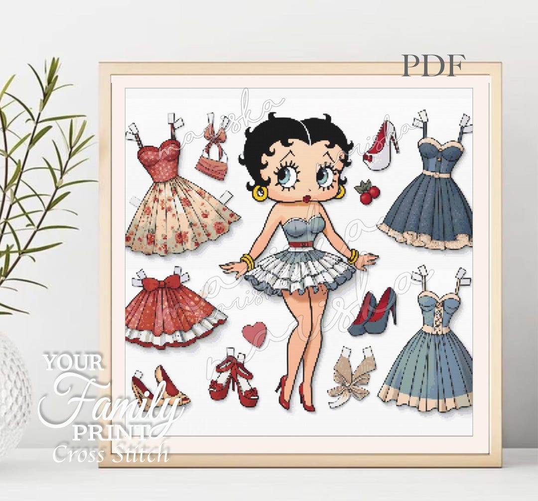 Betty Boop Wardrobe Cross Stitch Pattern: Doll Dress Designs (PDF ...