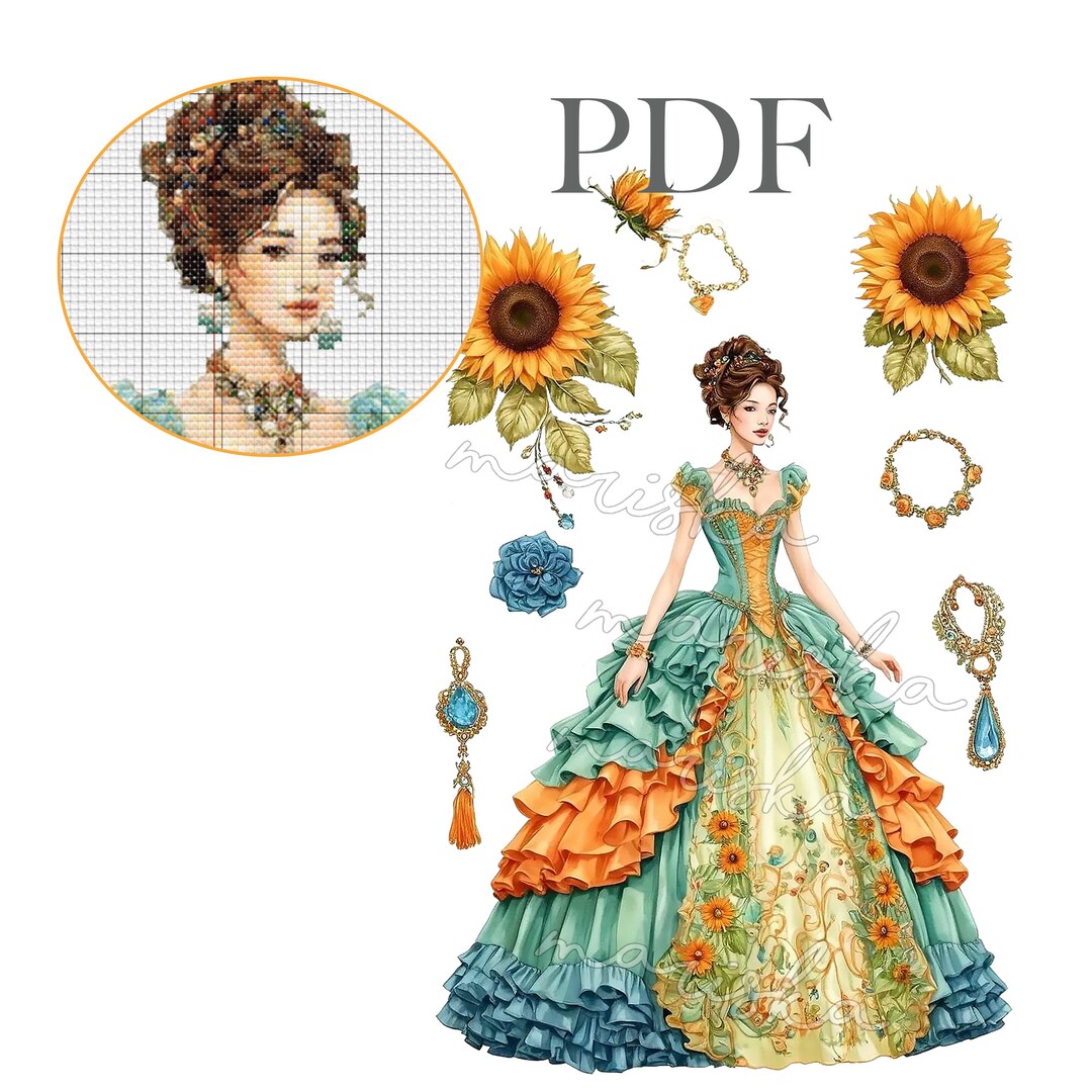 Sunflower Princess Cross Stitch Pattern: Fairy Girl Gift (PDF Download ...