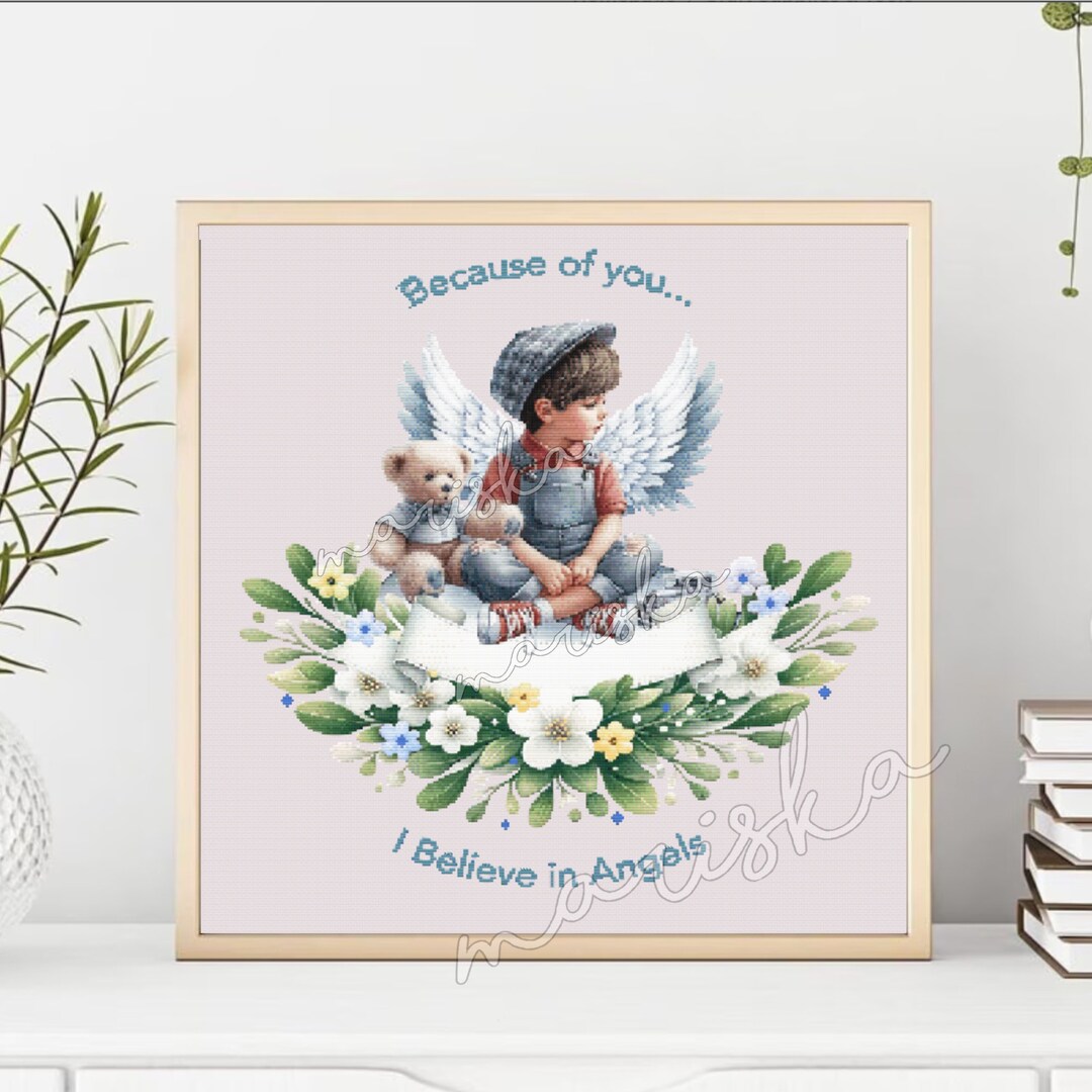 Memorial Cross Stitch Pattern: Angel Boy Grief Embroidery (PDF) - Etsy