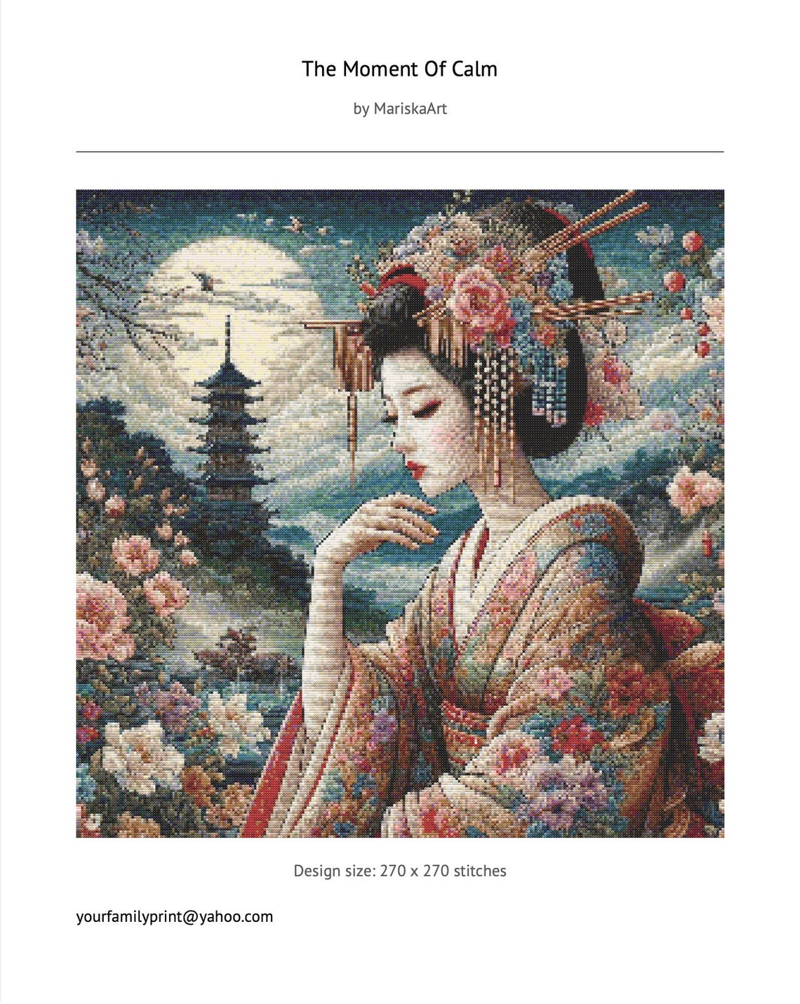 Cross Stitch Pattern PDF Geisha Cross Stitch Instant Download Japanese ...